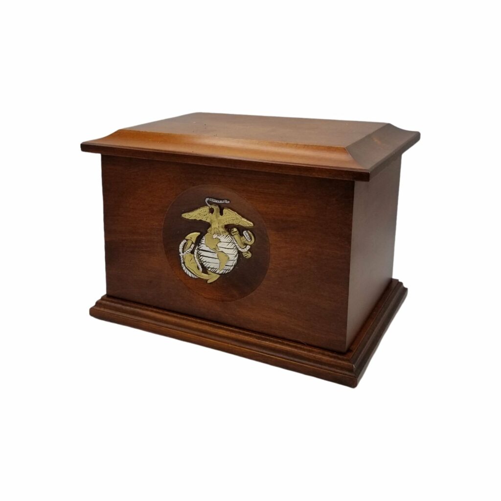 Groton Maple Marine Corps Urn with a Walnut Satin Finish Painted | The ...