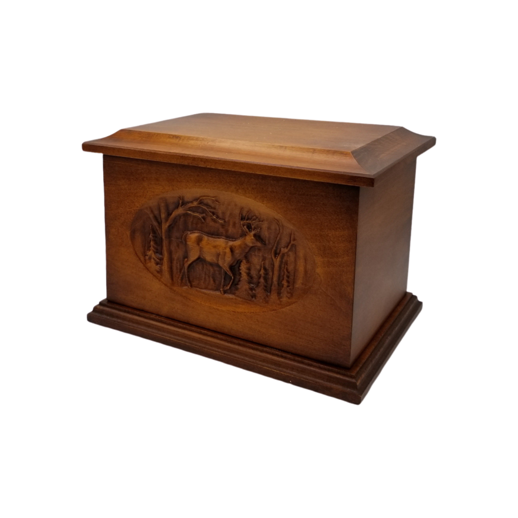 Groton Maple Deer Scene Urn With a Walnut Satin Finish | The Vermont ...